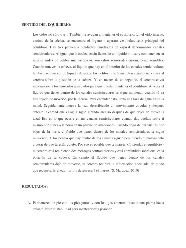 Sentido Del Equilibrio | PDF | Sicología | Naturaleza