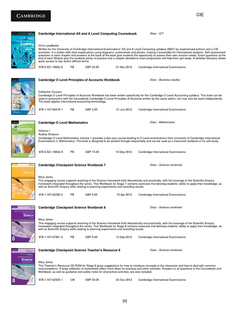 CIE Resources | PDF | Test (Assessment) | Textbook