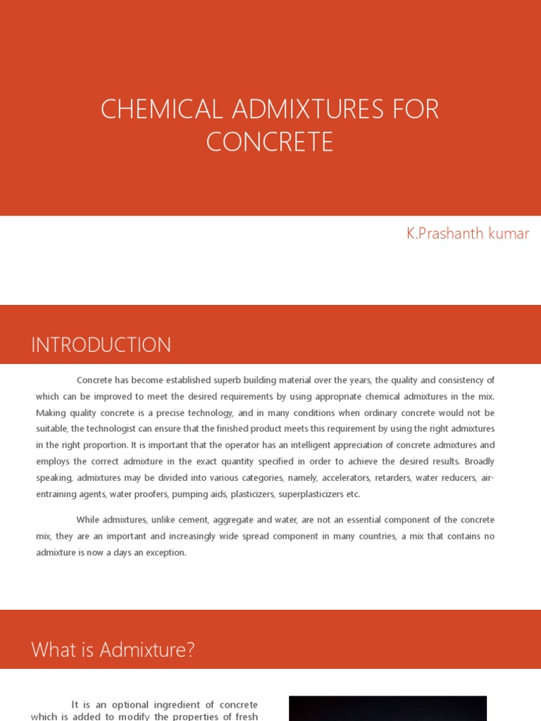 Chemical Admixtures For Concrete: K.Prashanth Kumar | PDF | Concrete ...