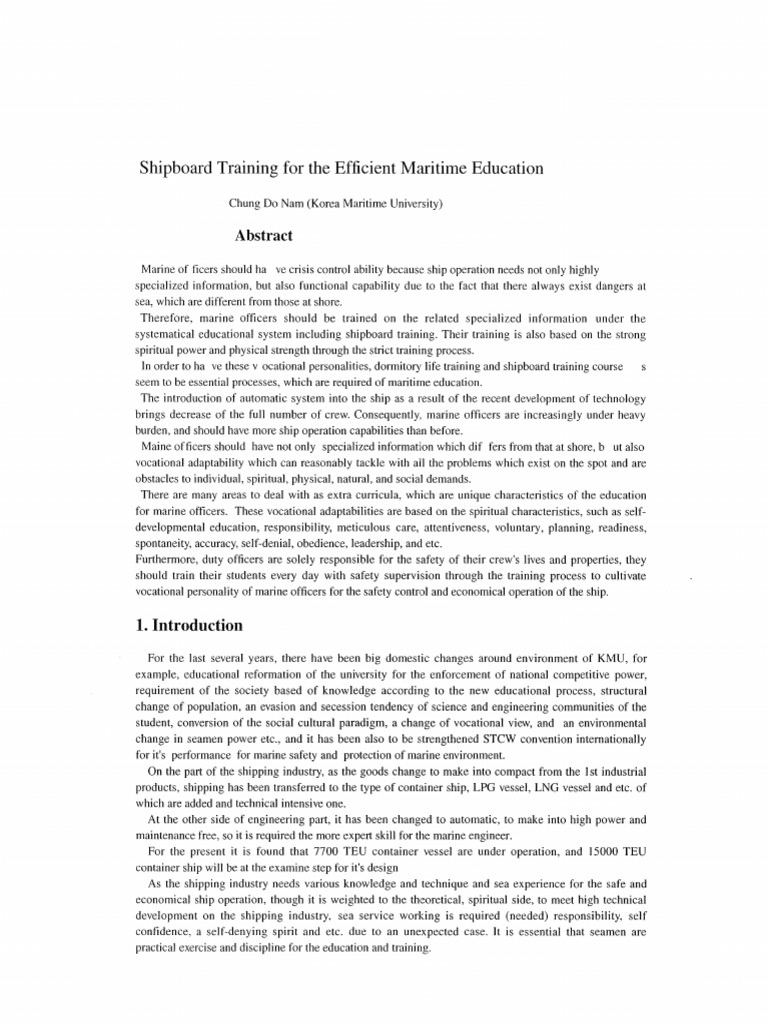 38 Shipboard Training For The Efficient Maritime Education | PDF ...