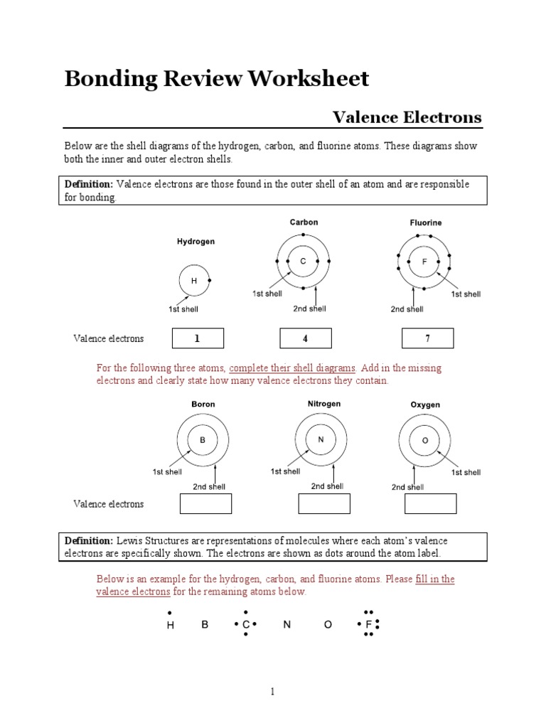 Chemistry Bonding Worksheet | PDF | Valence (Chemistry) | Chemical Bond