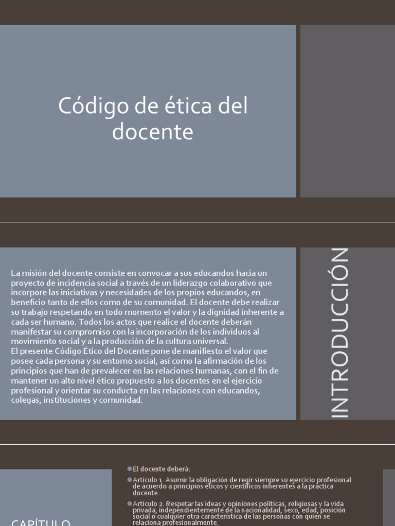 Código de ética del docente | PDF | Maestros | Evaluación