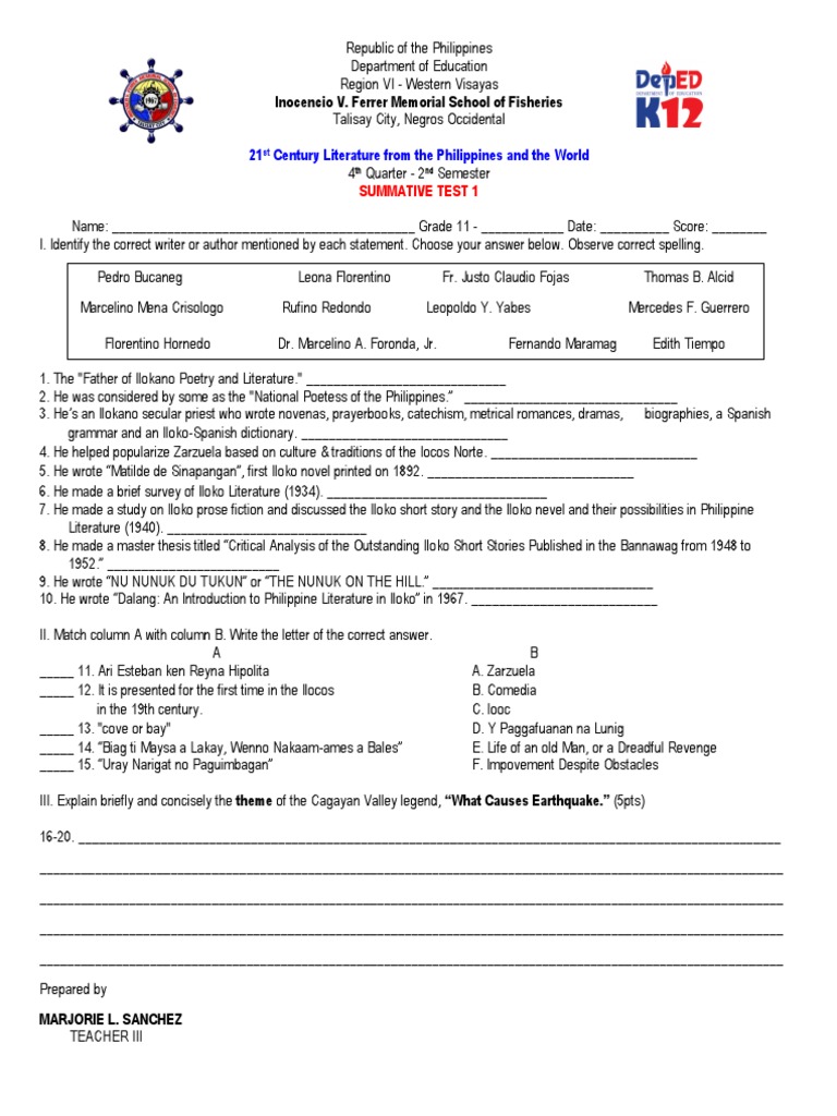 Summative Test1 | Works | Writing