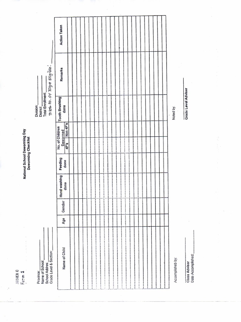 National School Deworming Forms DEPED | PDF