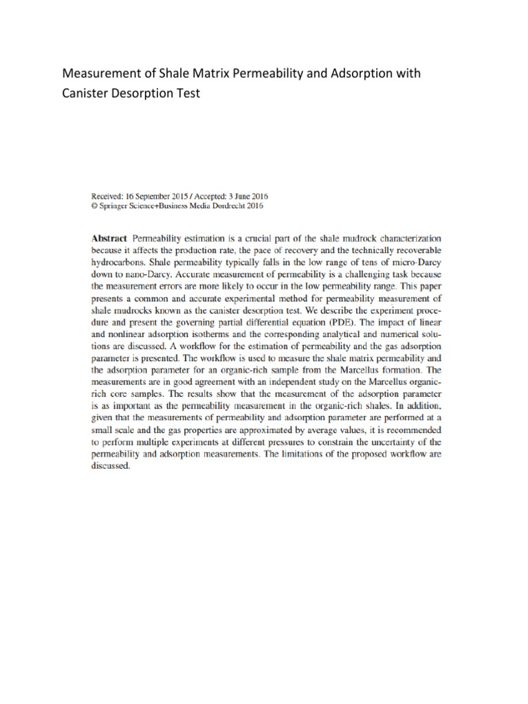 Measurement of Shale Matrix Permeability | PDF