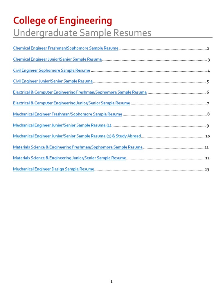 Undergraduate Sample Resumes Cit | PDF | Carnegie Mellon University ...