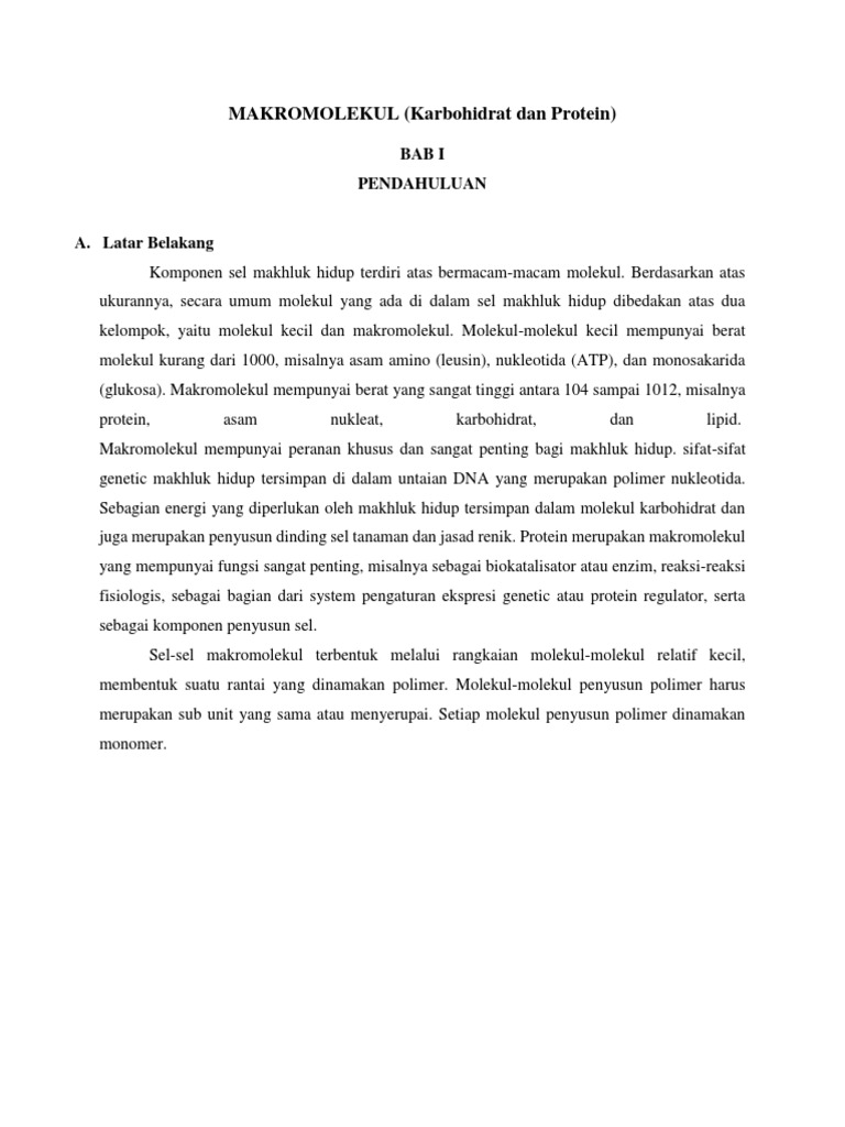 Pengantar Makromolekul: Karbohidrat & Protein | PDF | Kesehatan ...