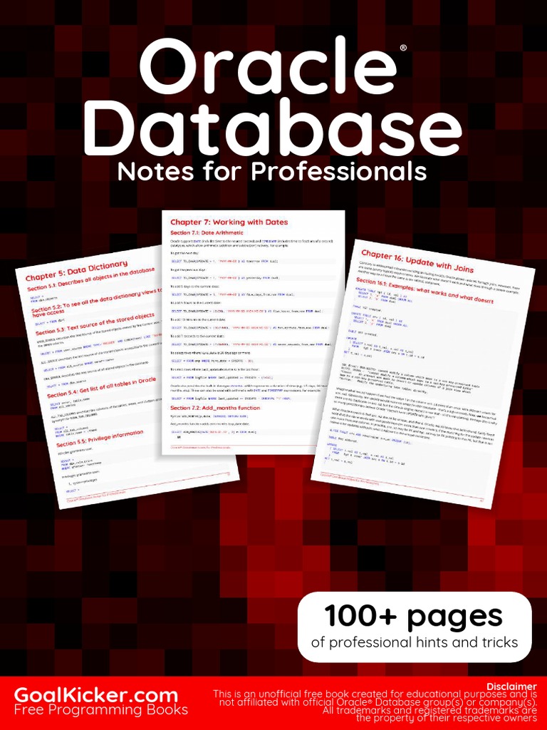 Oracle Database Notes For Professionals Pdf Plsql Oracle Database 