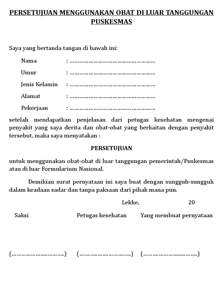 Informed Consent Obat Di Luar Fornas | PDF