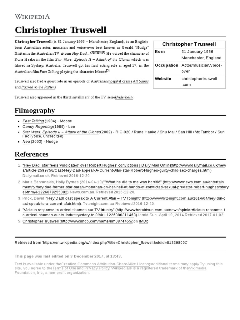 Christopher Truswell | PDF | Entertainment (General) | Leisure