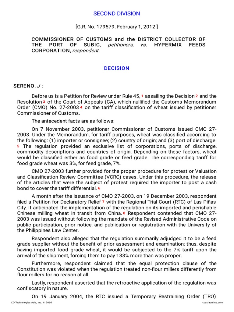 Customs Regulation CMO 27-2003 Invalidated | PDF | Declaratory Judgment ...