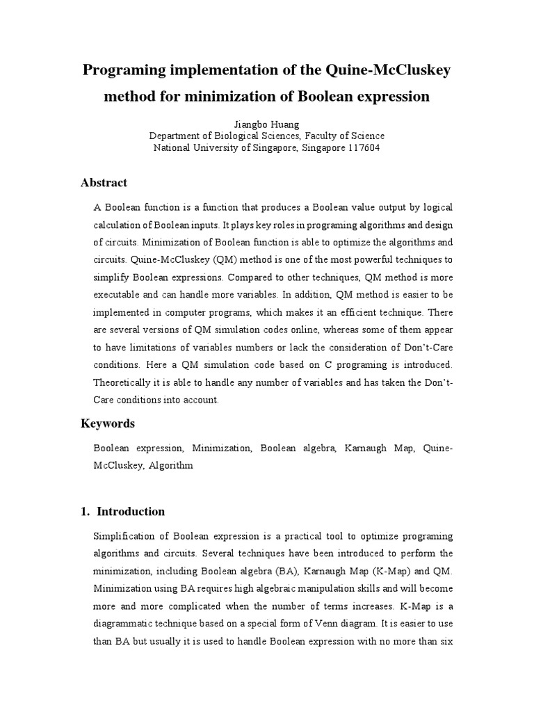 Quine Mcluskey Method PDF | PDF | Boolean Algebra | Teaching Mathematics