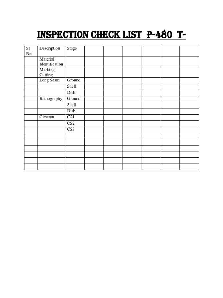 INSPECTION CHECK LIST P | PDF
