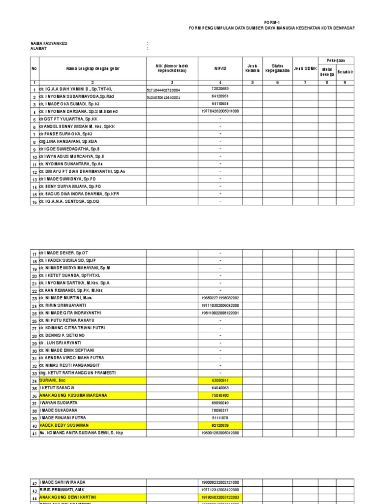 Form Pengumpulan Data SDMK 2018 | PDF