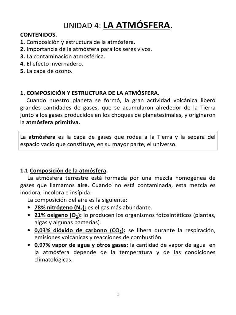 UD 4. La Atmosfera. | PDF | Atmósfera | Atmósfera de tierra