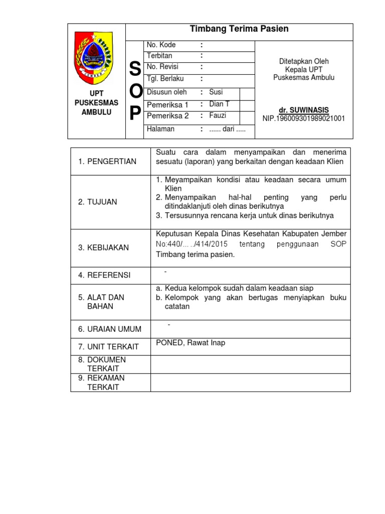 SOP Timbang Terima | PDF