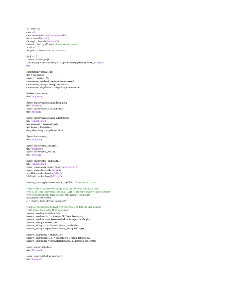 All All 'Cameraman - Tif' 'Tire - Tif' 'Shadow - Tif' | PDF | Optics ...