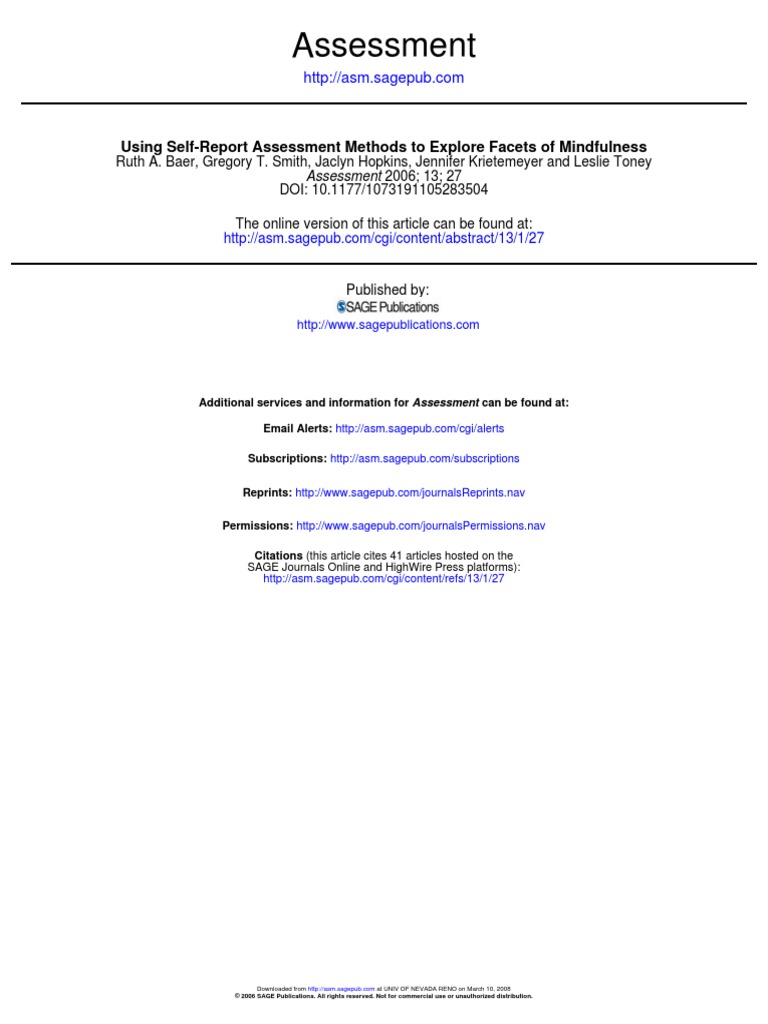 Assessment: Using Self-Report Assessment Methods To Explore Facets of ...