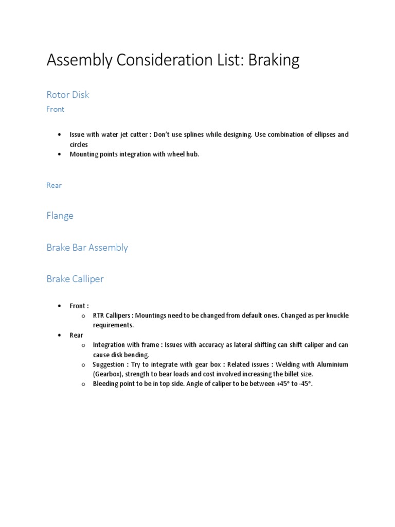 Assembly Consideration List | PDF | Technology & Engineering
