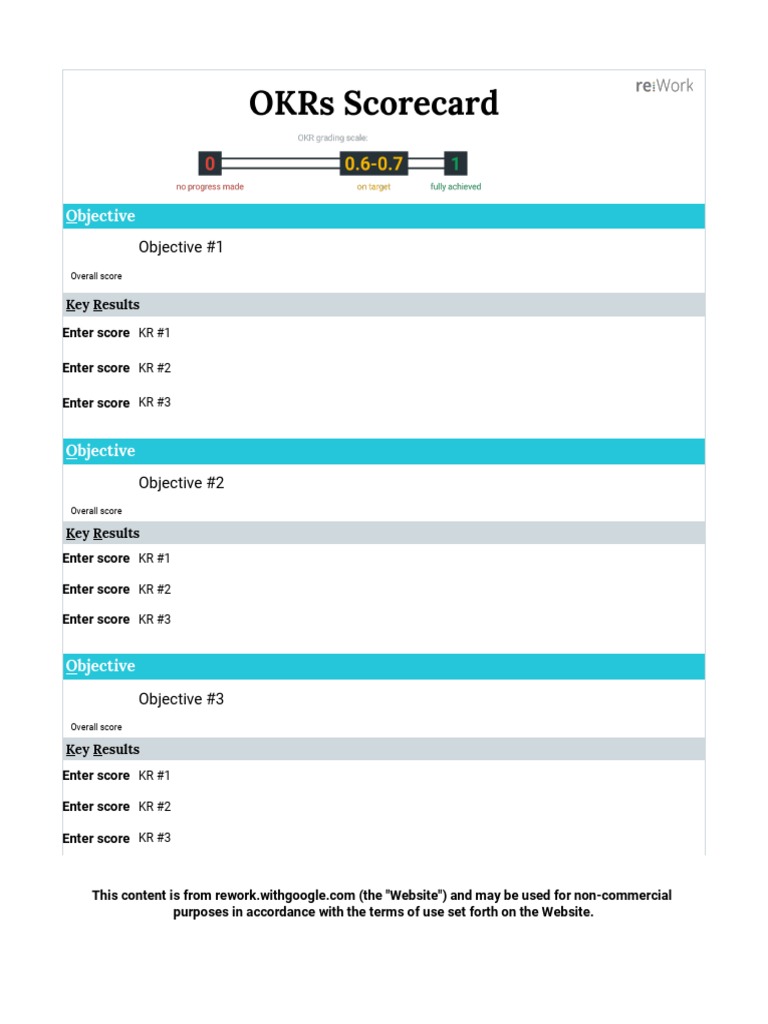 (Re-Work) OKRs (Objectives and Key Results) Scorecard | Download Free ...