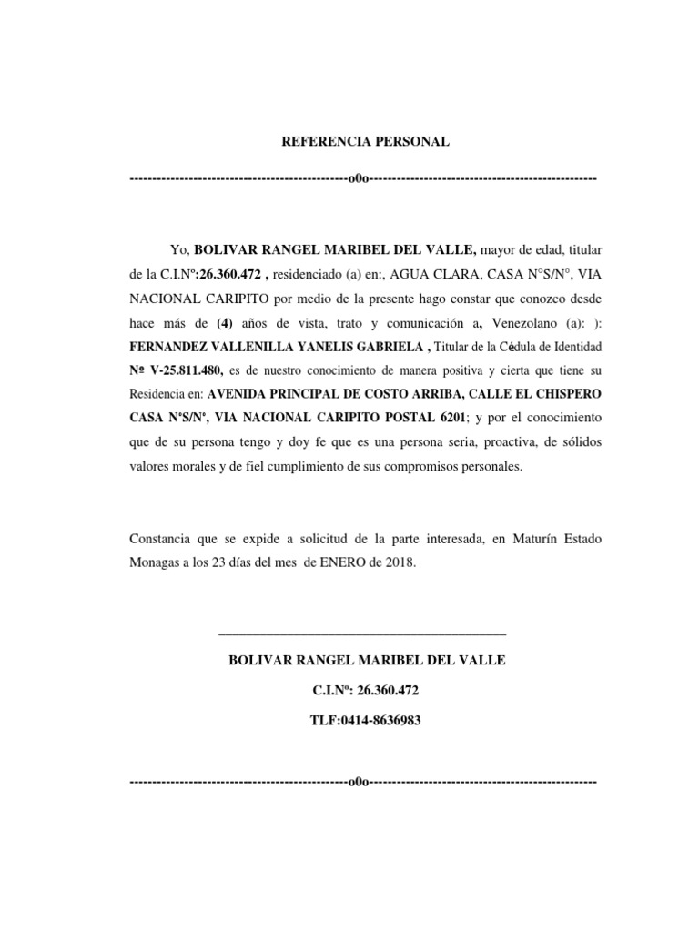 Referencia Personal | PDF