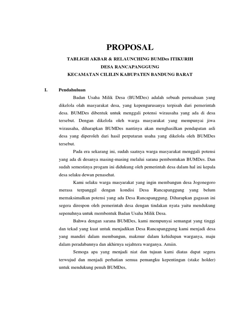 Proposal Pembukaan BUMDes | PDF