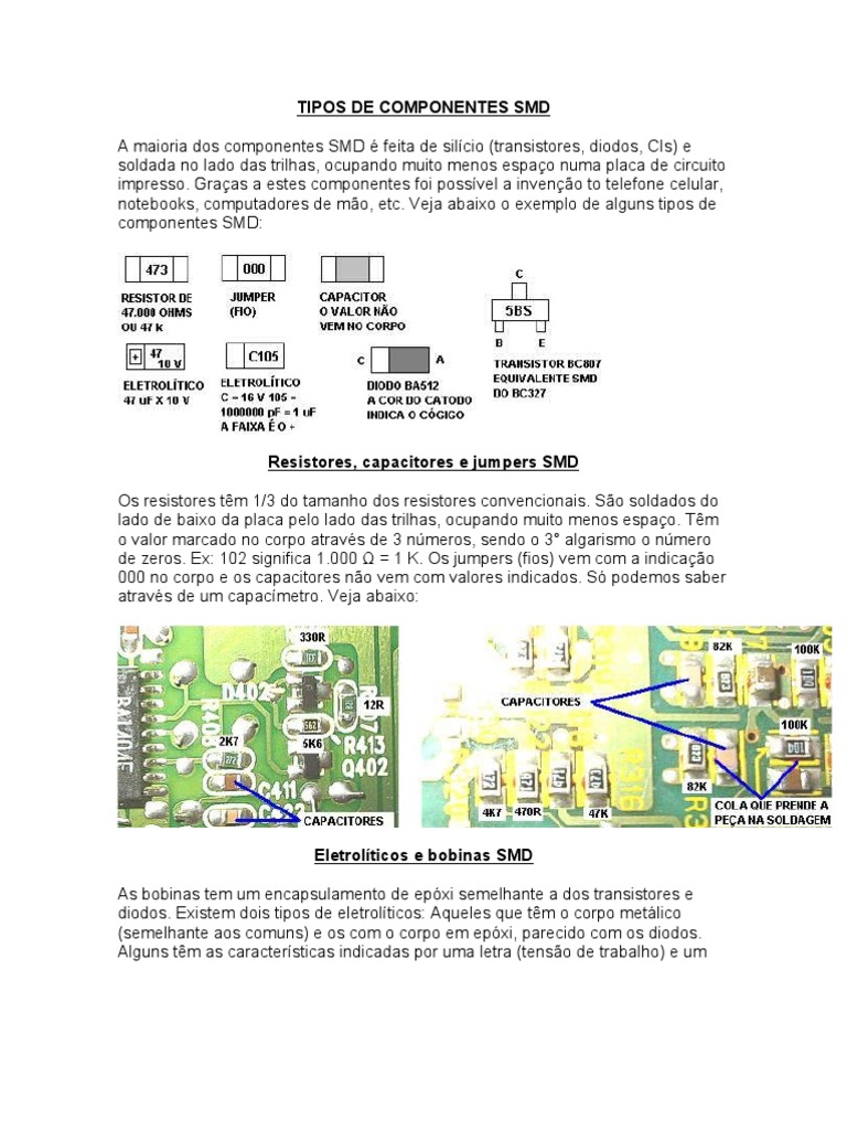 Tipos de Componentes SMD e Suas Funções | PDF | Circuito integrado ...