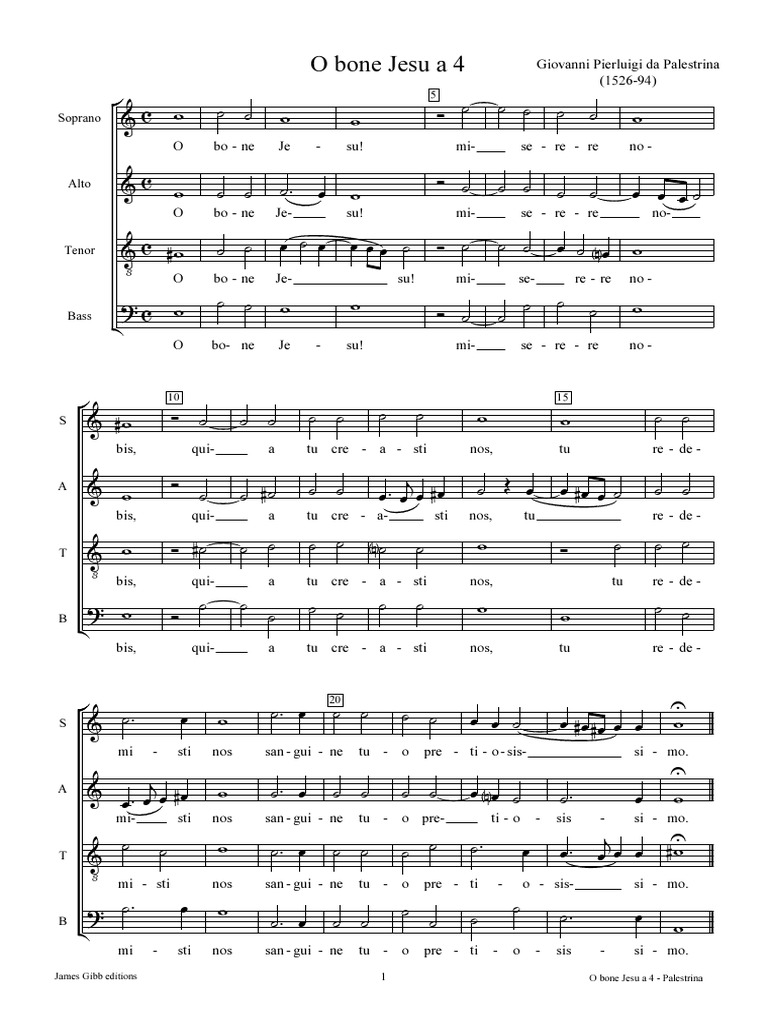O Bone Jesu A 4 Palestrina | PDF