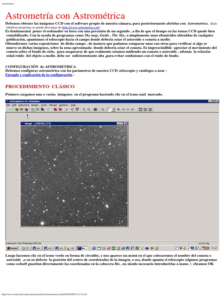 Astrometria Con Astrometrica | PDF | Asteroide | Dispositivo de carga ...