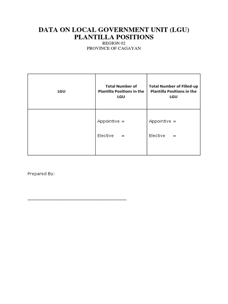 DATA On LGU Plantilla Positions | PDF