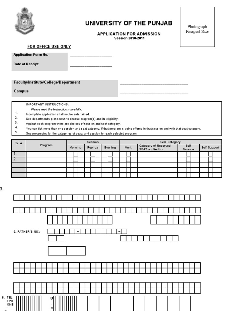 Admission Form PU 2010 | PDF | Supreme Court Of India | Government ...