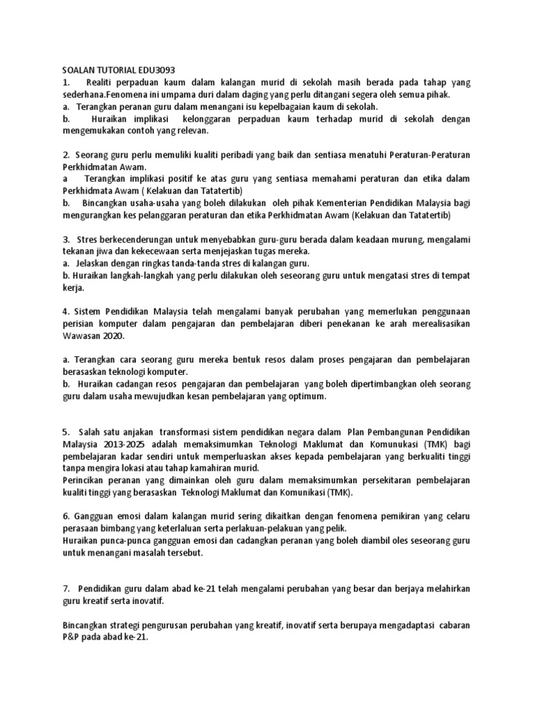 Soalan Tutorial | PDF