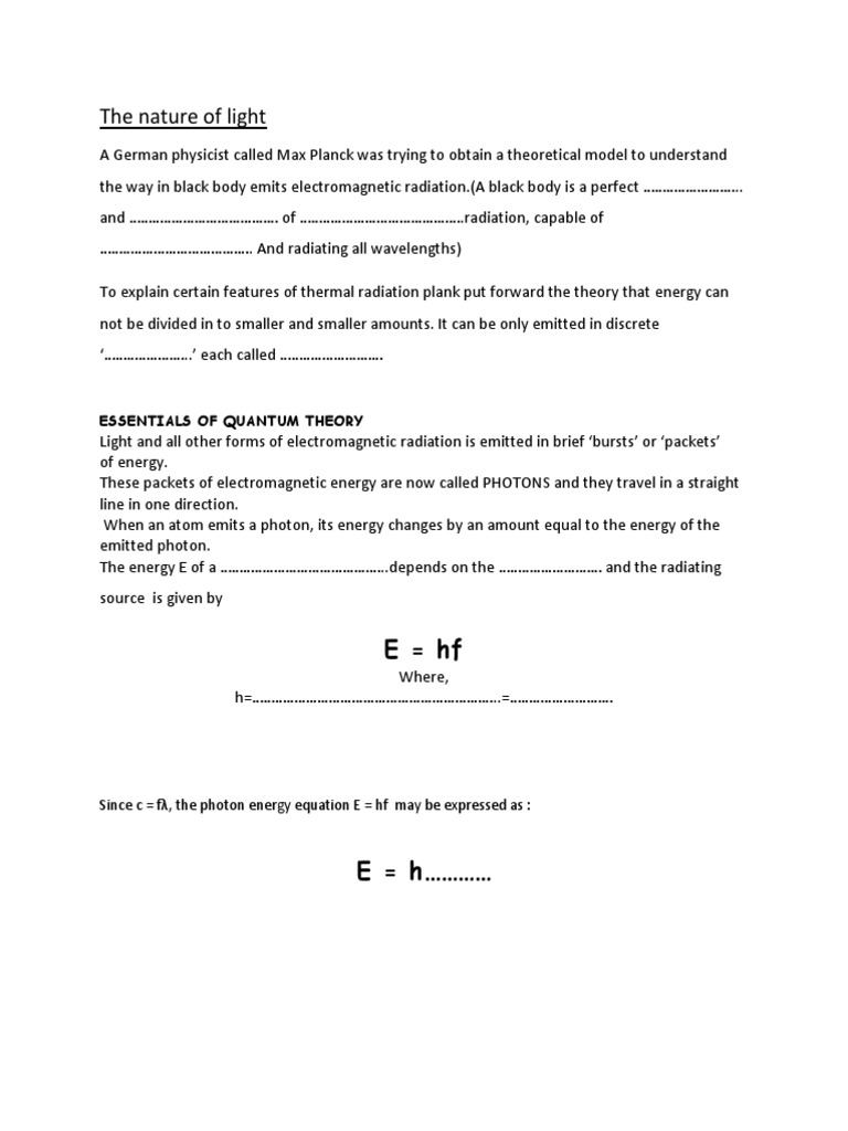 The Nature of Light | PDF | Electronvolt | Photon