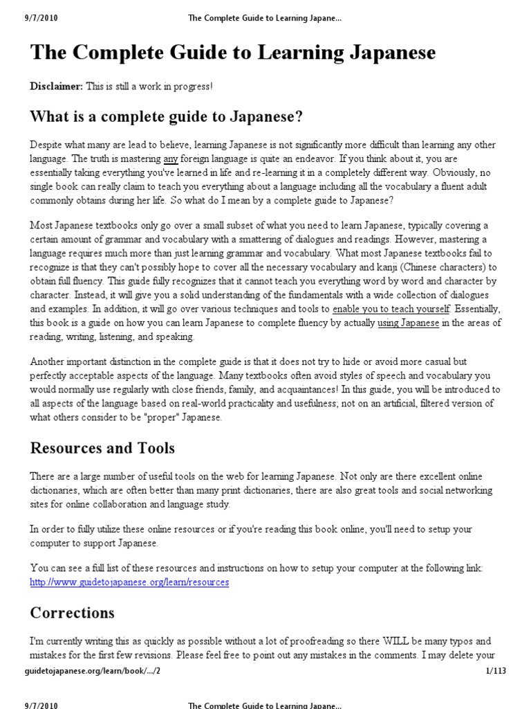The Complete Guide To Learning Japanese | PDF | Kanji | Japanese Language
