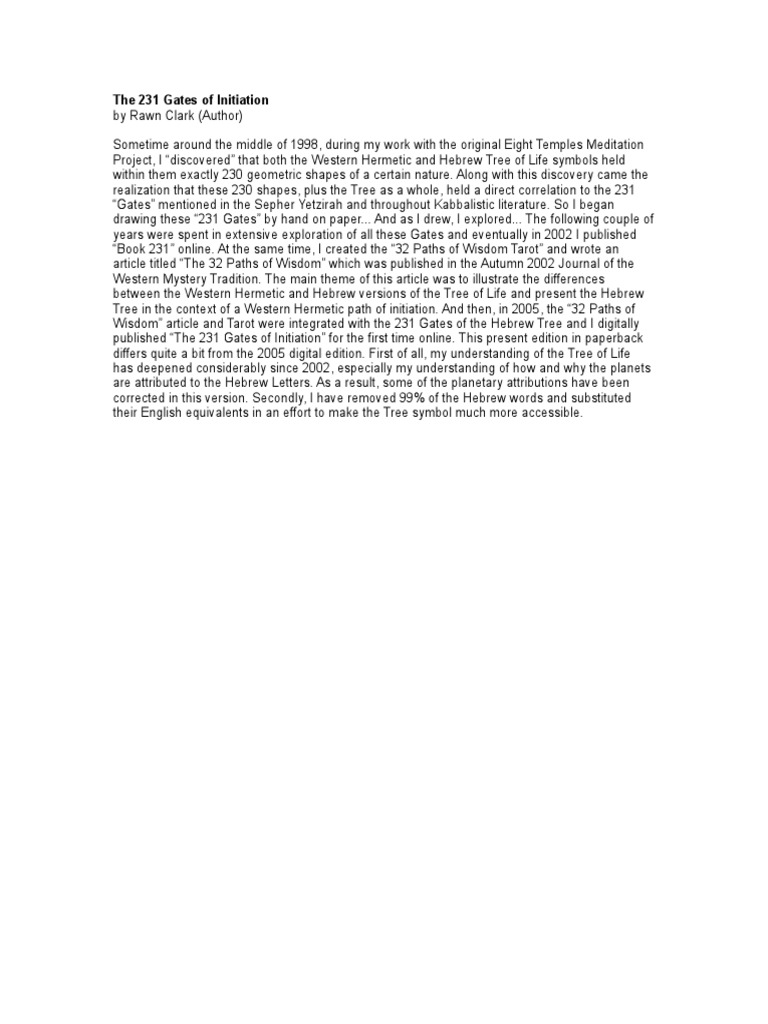 About - 231 Gates of Initiation | PDF