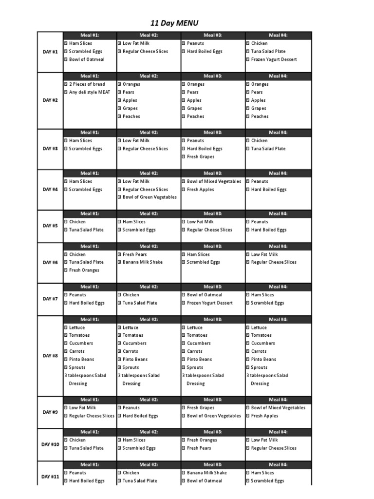 11 Days | PDF | Salad | Food And Drink
