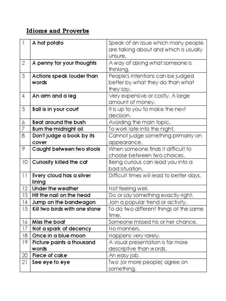 Idioms and Proverbs: Words | PDF | Idiom