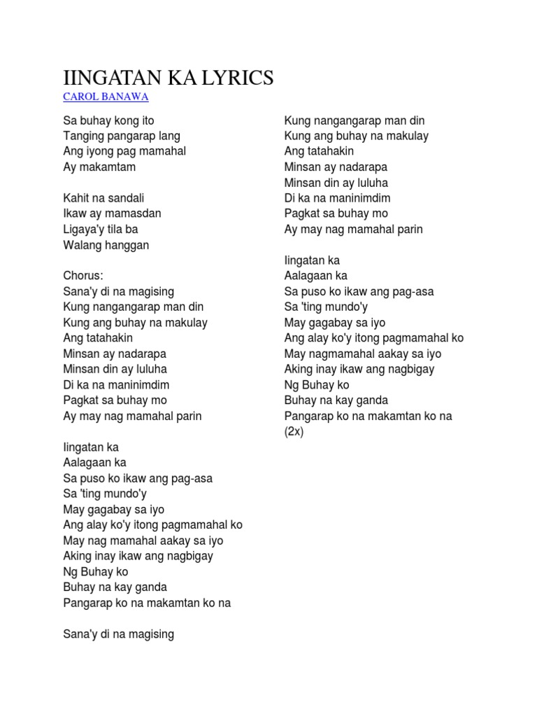 Iingatan Ka Lyrics | PDF