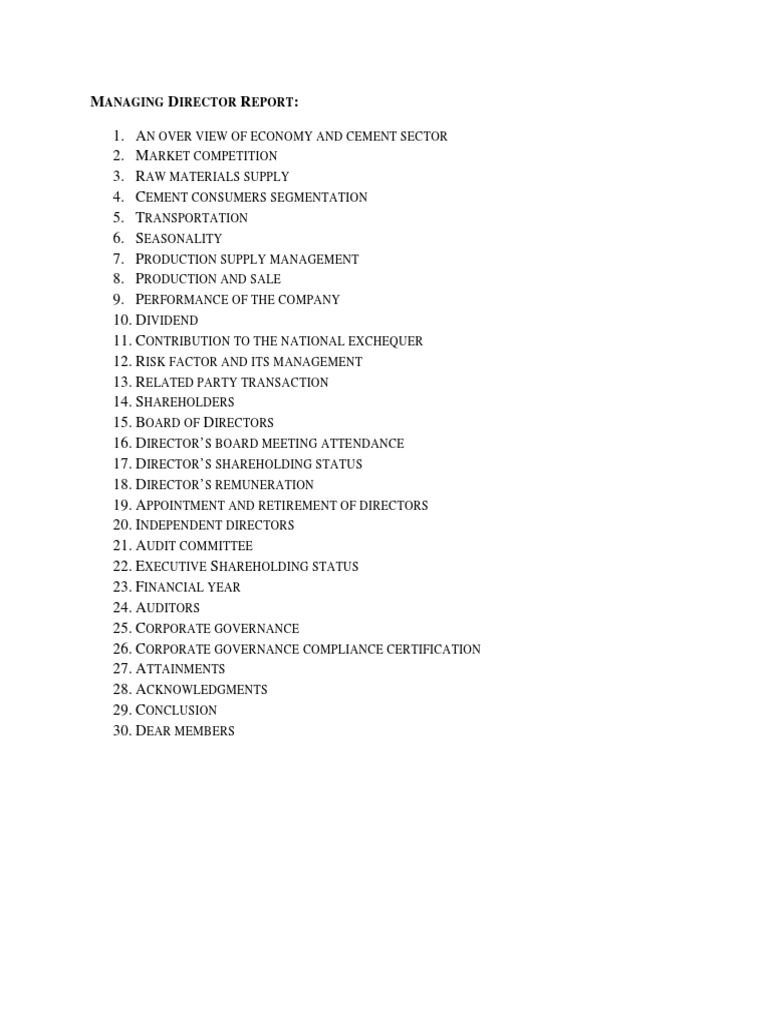 Managing Director Report | PDF