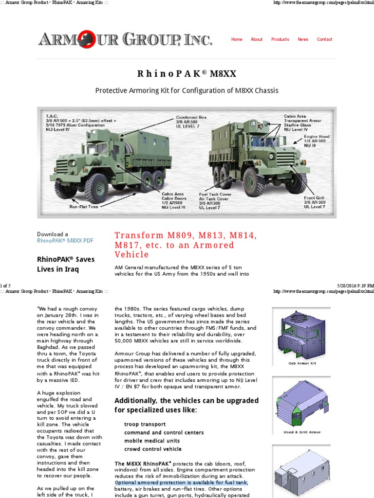 Armour Group Product - RhinoPAK - Armoring Kits | PDF | Truck | Armour