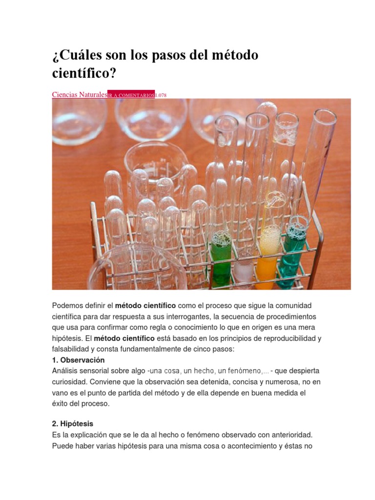 Cuáles Son Los Pasos Del Método Científico | PDF | Reacciones químicas ...