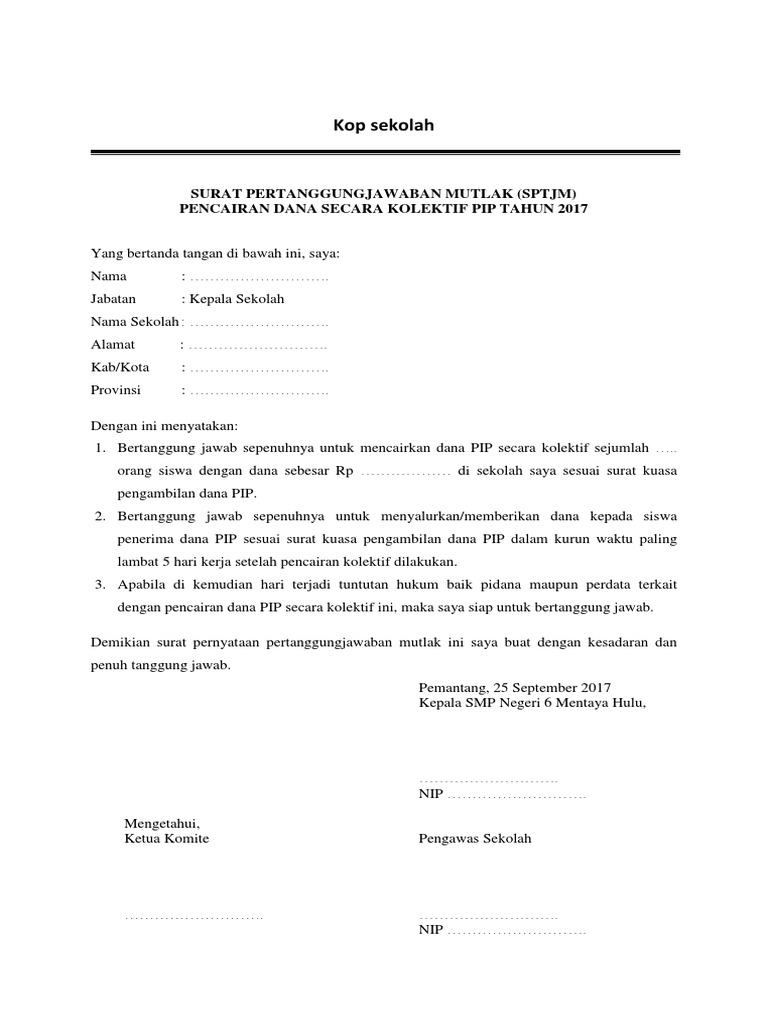 Contoh SPTJM Pip | PDF