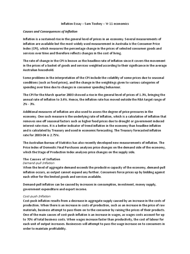 Inflation Essay | PDF | Inflation | Consumer Price Index