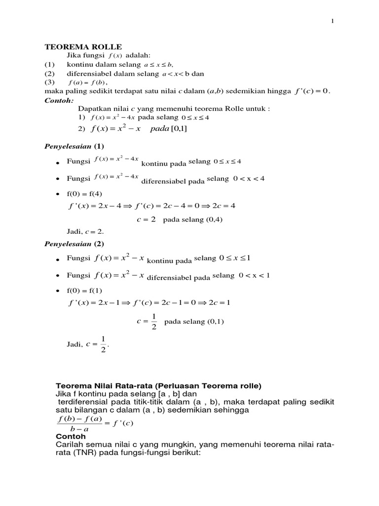 Upn Teorema Rolle | PDF | Metode & Bahan Ajar