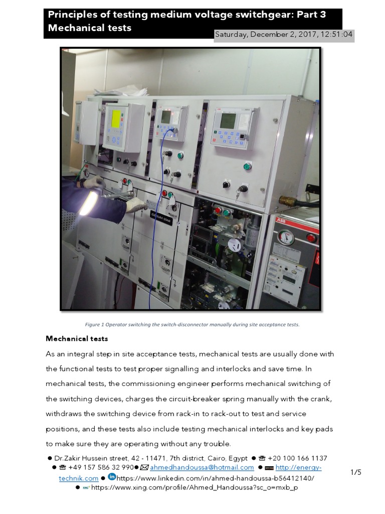 Principles of MV SWG Testing 03: Mechanical Tests | PDF | Switch ...