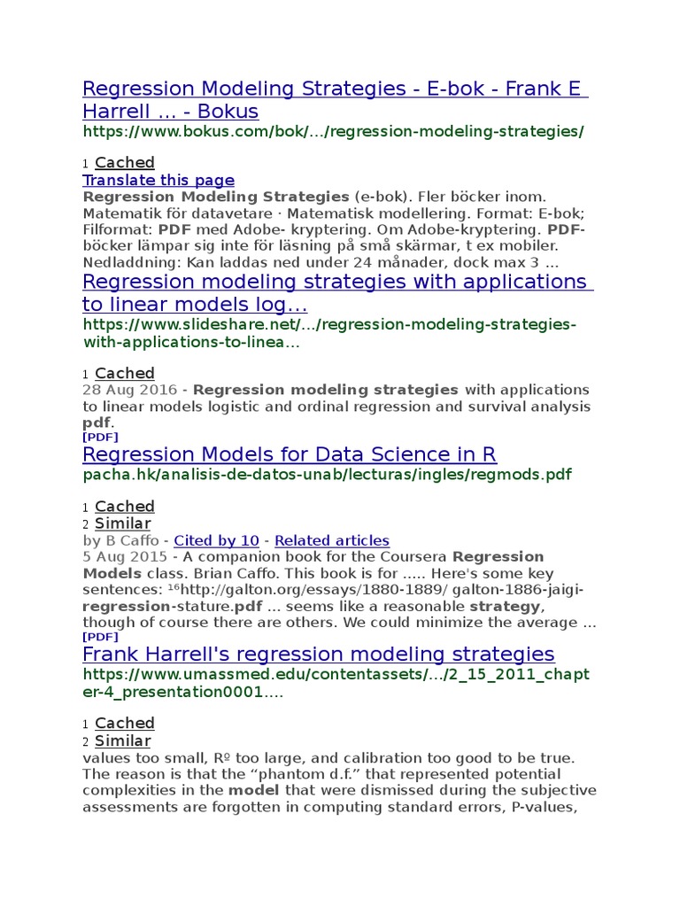 Regression Modeling Strategies - E-Bok - Frank E Harrell ... - Bokus | Download Free PDF ...