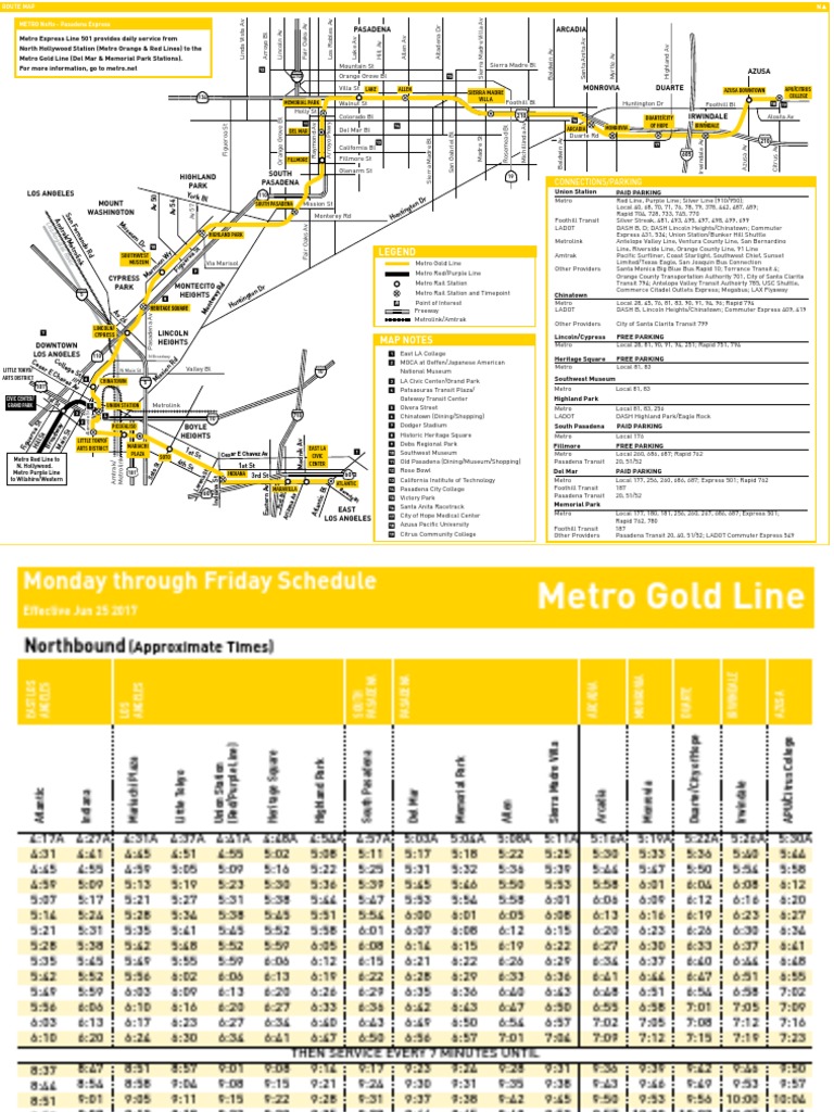 Metro Gold Line Schedule Overview | PDF | Los Angeles County | Los Angeles