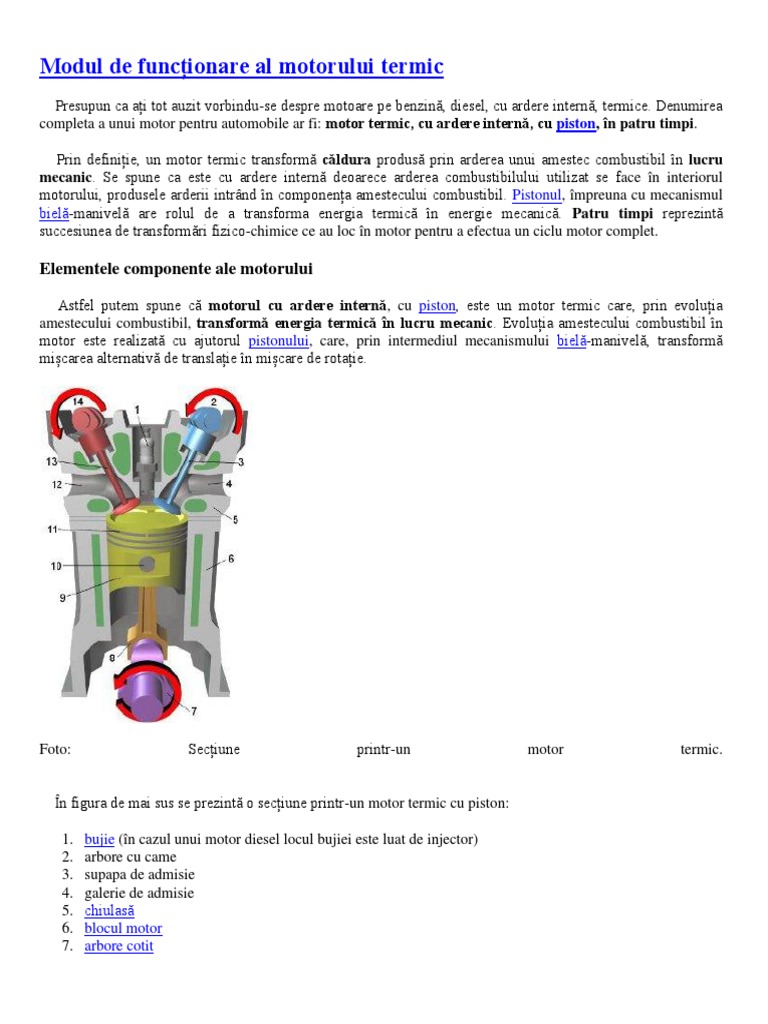 Motorul Termic - Functionare | PDF
