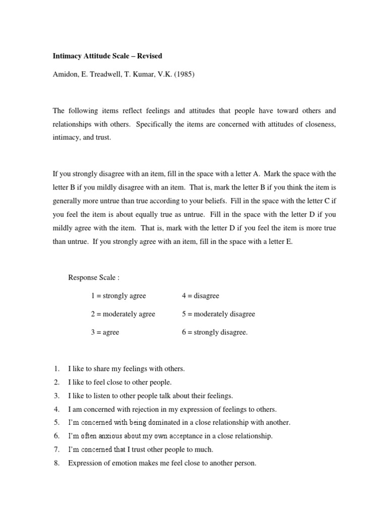 Skala Intimacy Attitude Scale-Revisid Asli | PDF | Intimate ...