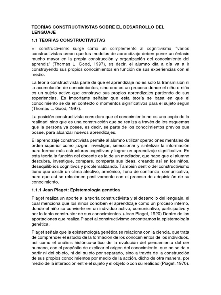 Teorìas Constructivistas Sobre El Desarrollo Del Lenguaje | Descargar gratis PDF ...